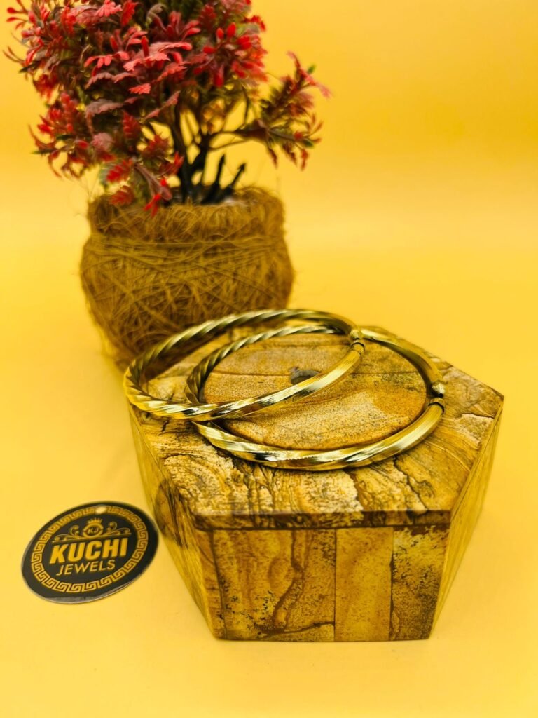 Metal Carving Golden Kara - Wholesale Kuchi Jewels