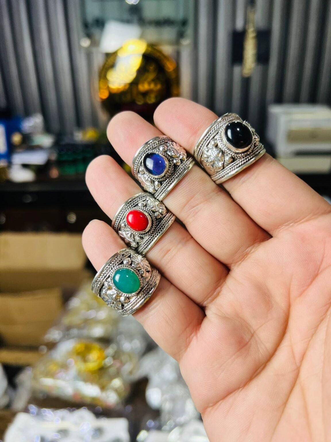 Nepali Stone Hand Carving Ring (Adjustable) - Wholesale Kuchi Jewels